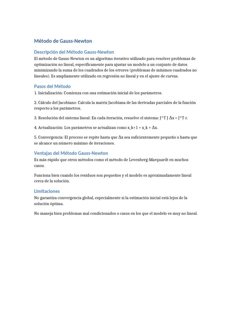 Metodo Gauss Newton | PDF