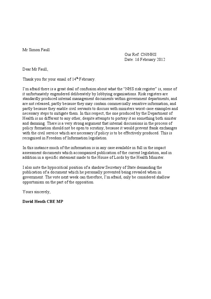 Clarification on NHS Risk Register | PDF | Law