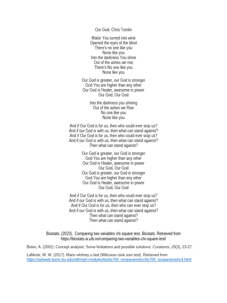 Our God | PDF | Statistical Inference | Statistical Analysis