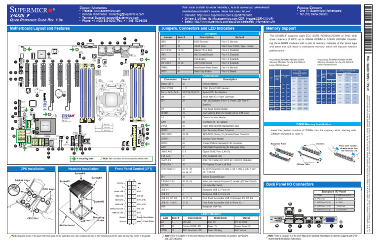 Supermicro Server Mainboard x10srl F MBD x10srl F B | PDF | Computing ...