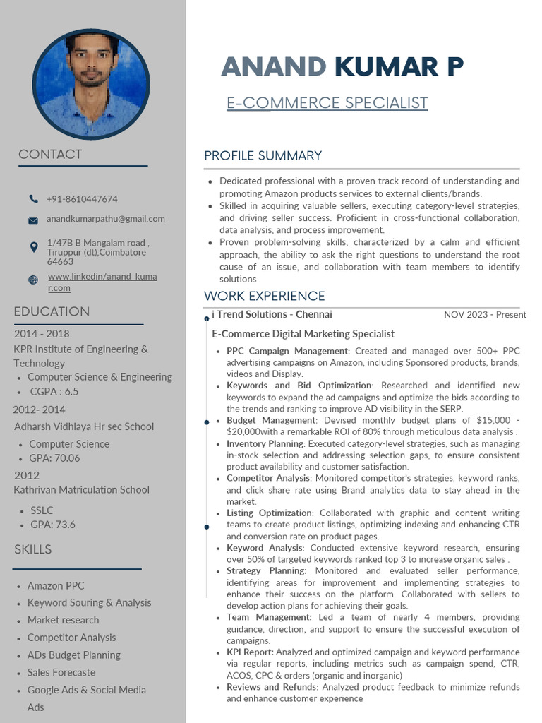 Amazon PPC Specialist Resume | PDF | Search Engine Optimization | Business