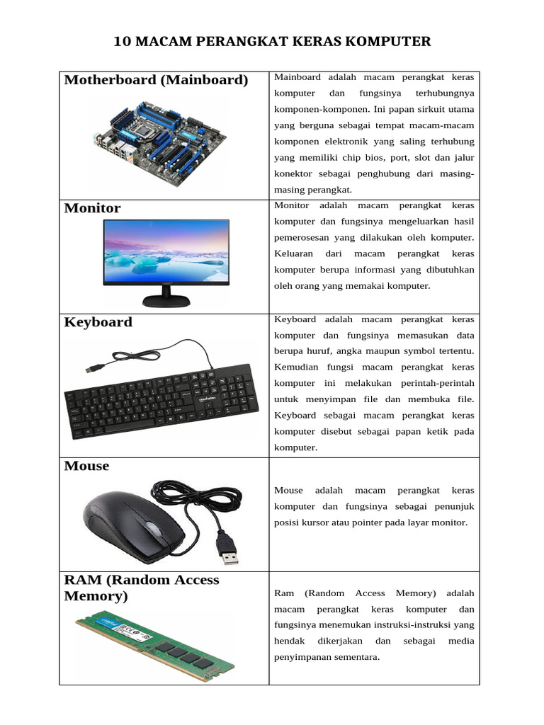 10 Macam Perangkat Keras Komputer | PDF