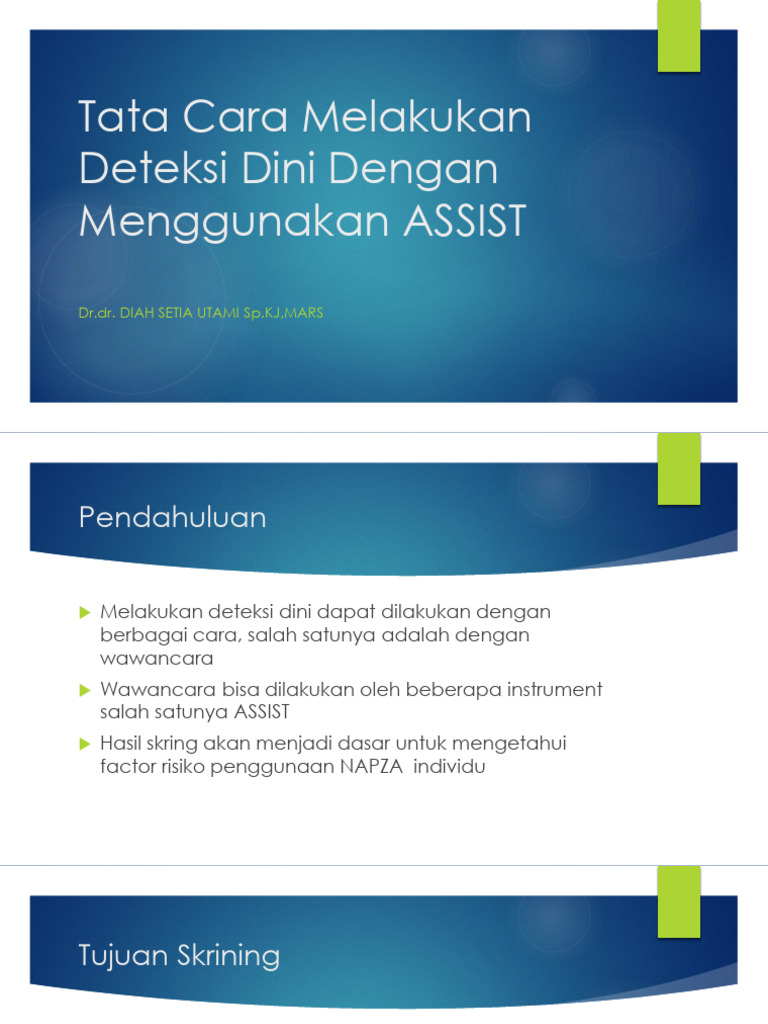 Tata Cara Melakukan Deteksi Dini Dengan Menggunakan ASSIST | PDF