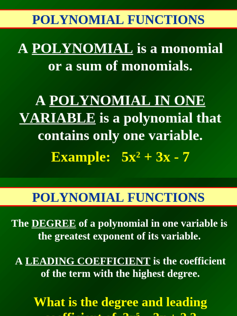 7.1_polynomial_functions | PDF | Polynomial | Mathematics