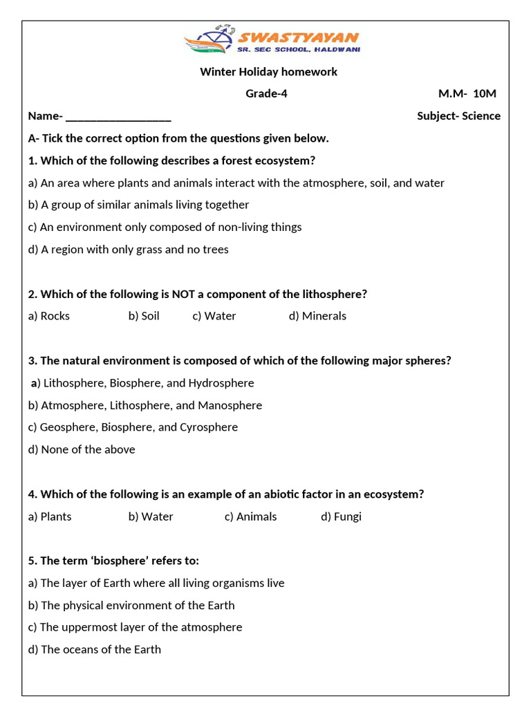 FINAL H.HW Science GRADE-4 | PDF