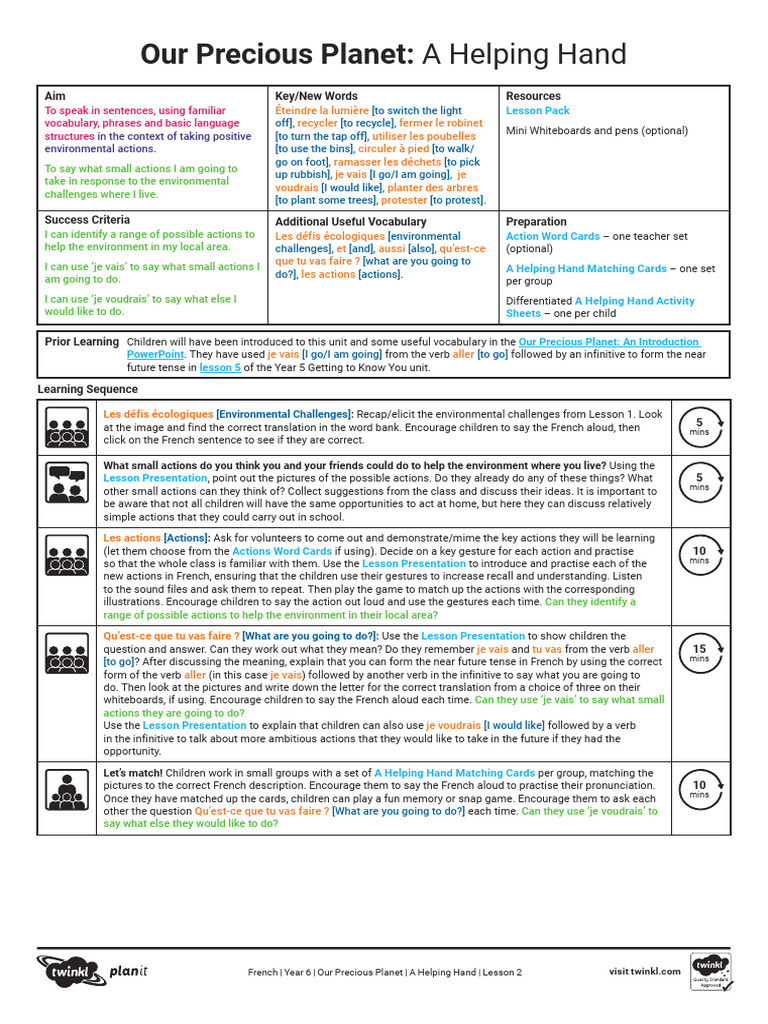 Lesson Plan - A Helping Hand | PDF | Vocabulary | Cognition