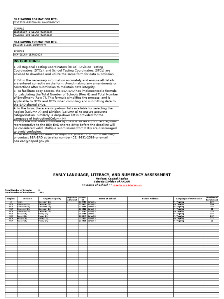 ELLNA - Template For Allocation - Sample | PDF | Computing