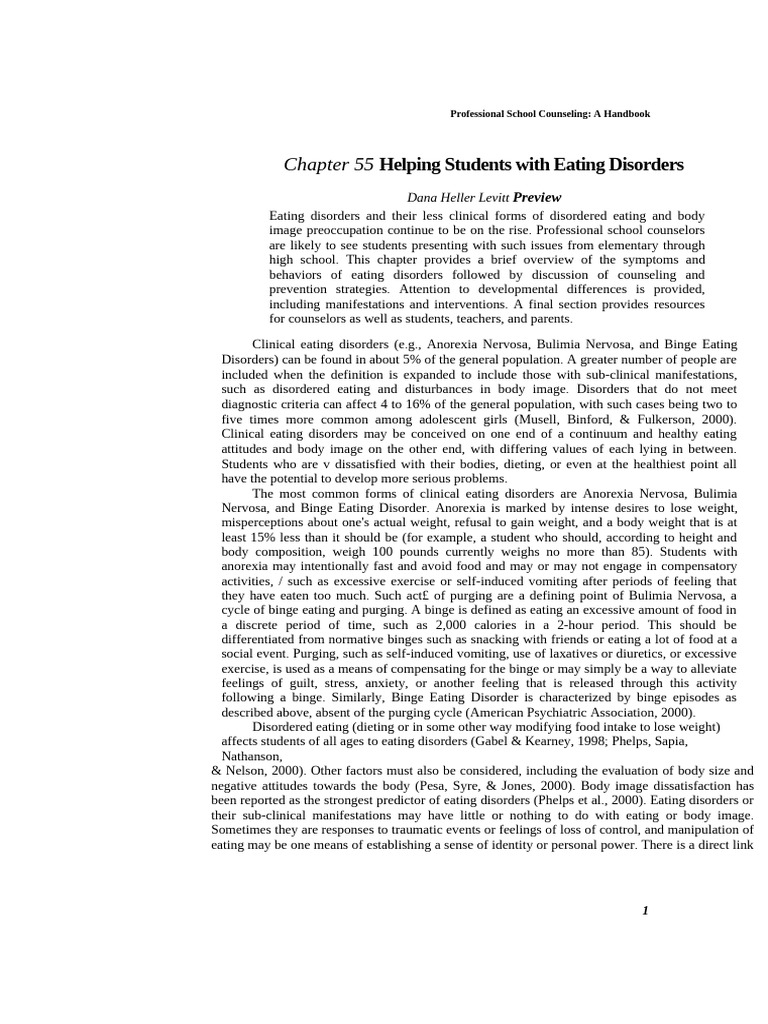 Helping Students With Eating Disorders | PDF | Eating Disorder | Body Image