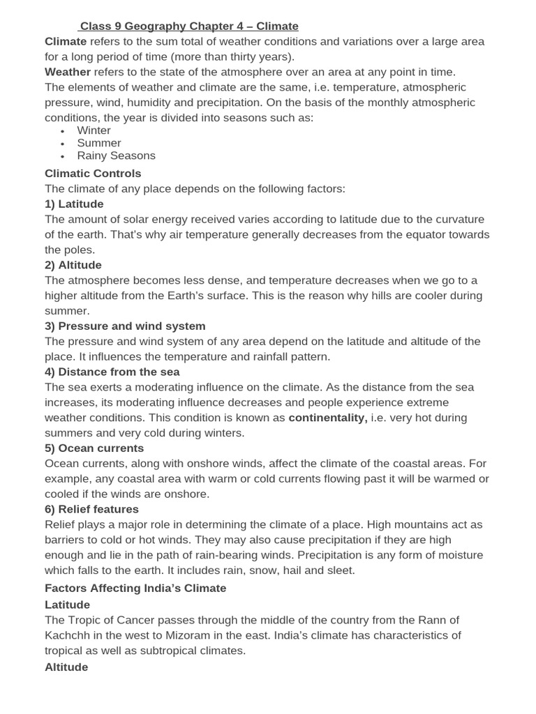 climate chapter 4 9th | PDF | Monsoon | Climate
