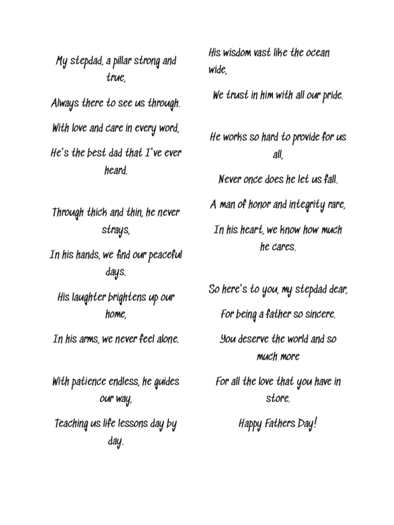 Fathers Day Poem For Step Dad Handmade No Ai Perfect | PDF