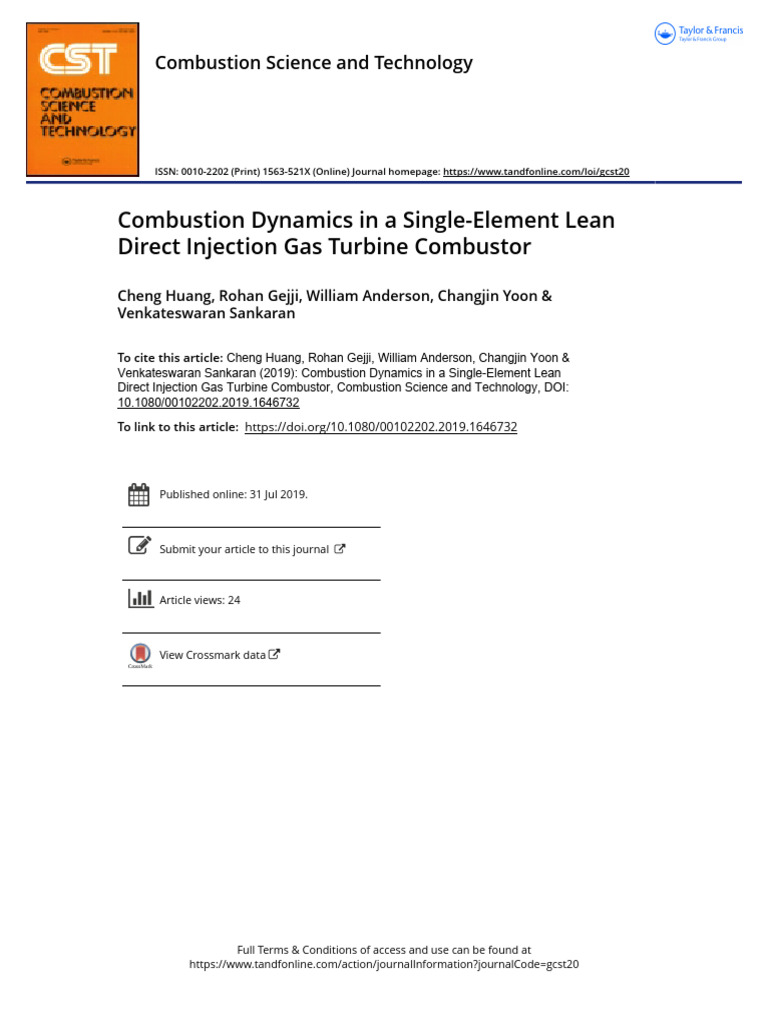 Combustion Dynamics in A Single-Element Lean Direct Injection Gas Turbine Combustor | PDF ...