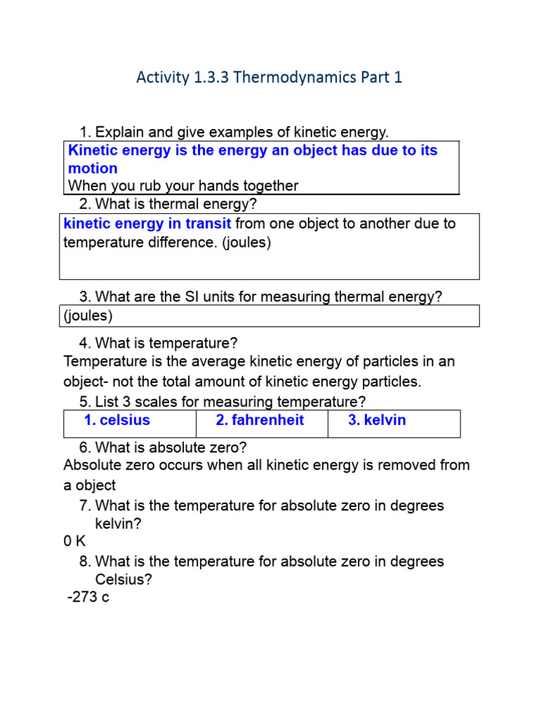 Thermodynamics - Part 1 | PDF | Temperature | Heat