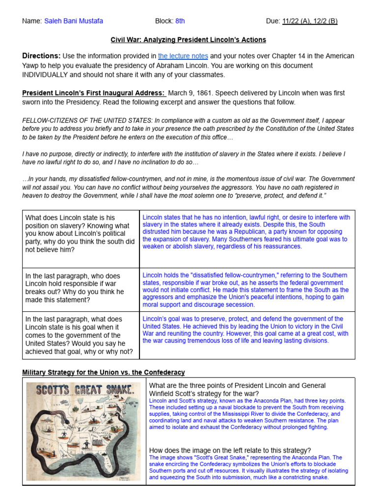 Analyzing Lincoln's Actions During The Civil War | PDF | Abraham ...