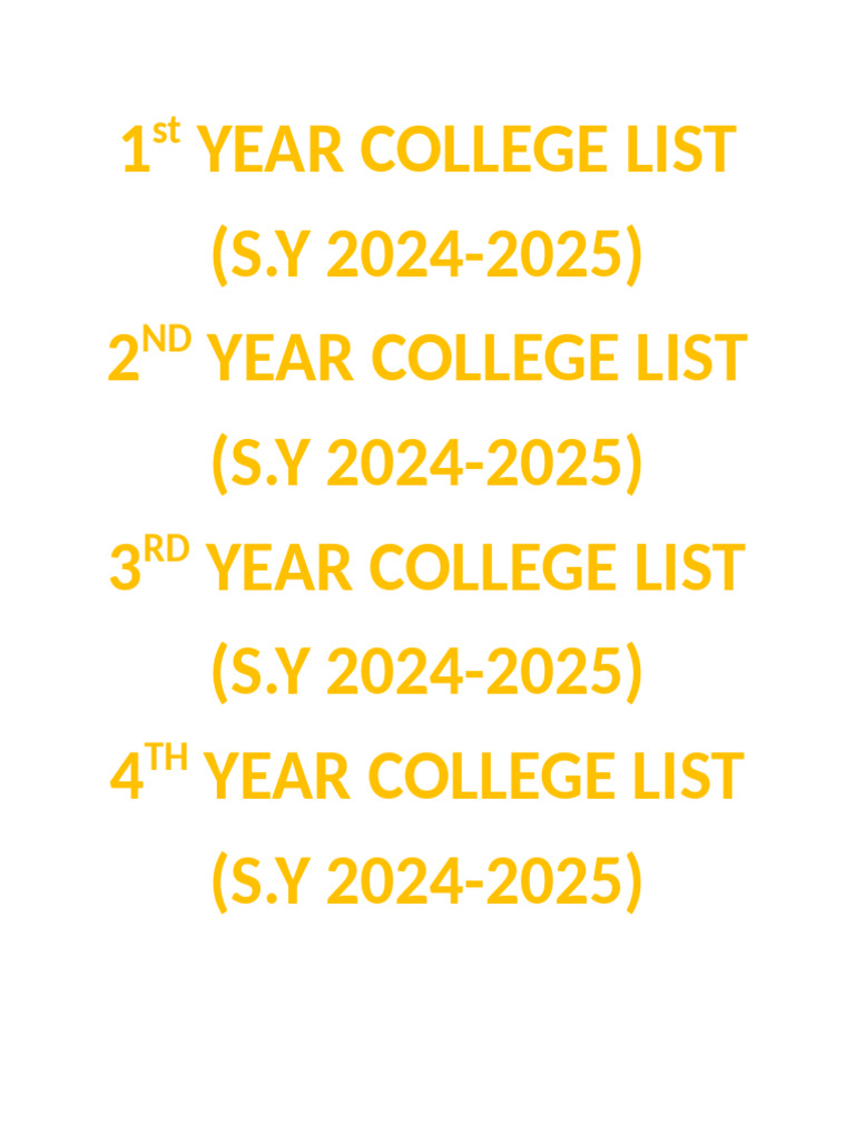1st Year College List | PDF