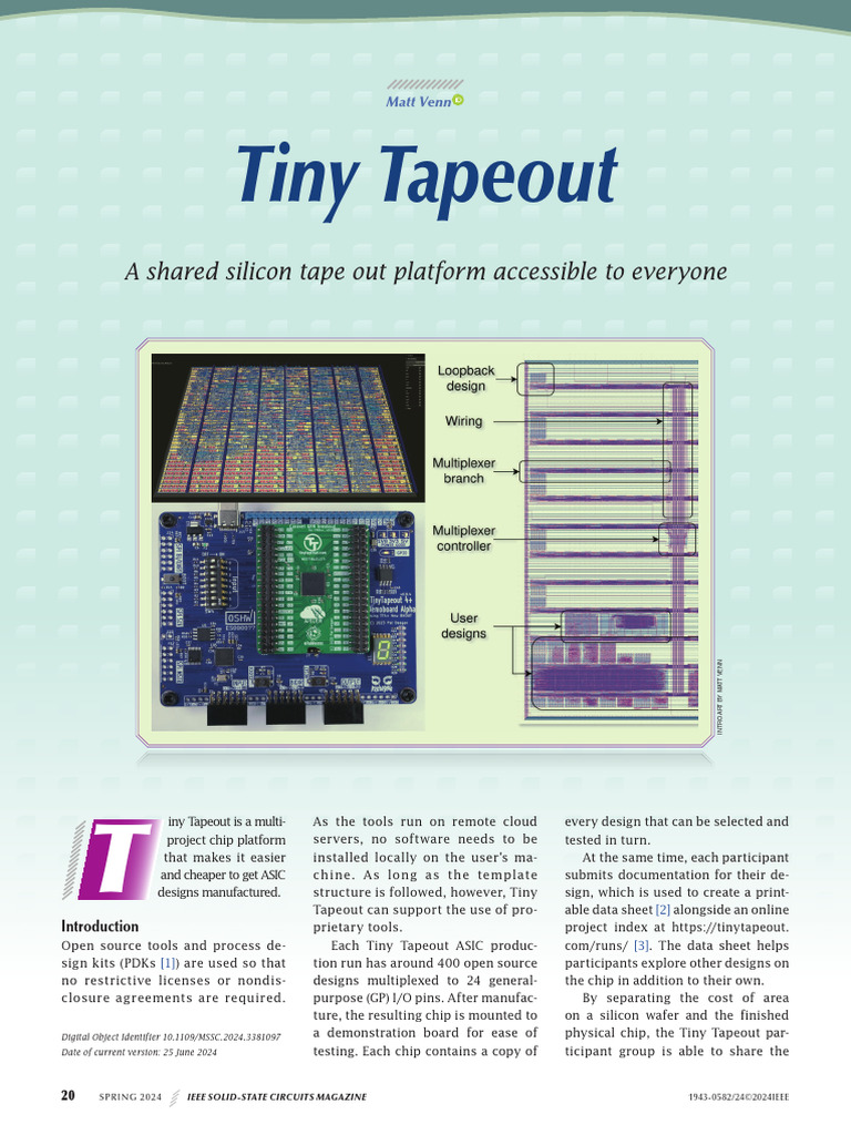 Tiny Tapeout - A Shared Silicon Tape Out Platform Accessible To Everyone - Matt Venn | PDF ...