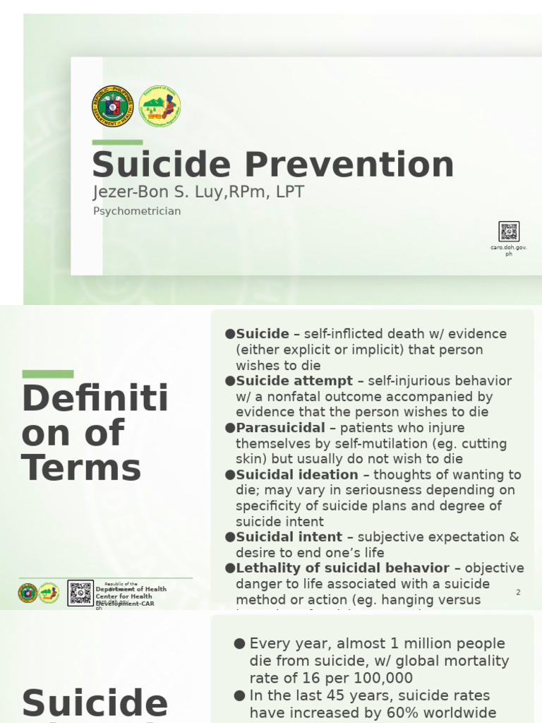 Suicide Prevention Presentation | PDF | Suicide | Self Harm
