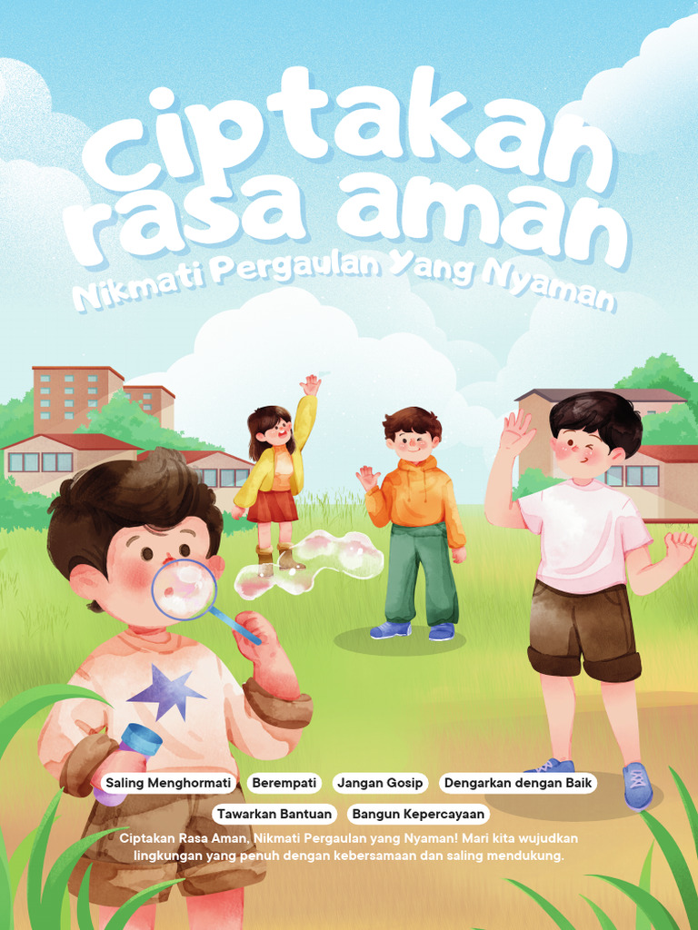 Poster Ciptakan Rasa Aman Dalam Pergaulan Ilustratif Putih Dan Cokelat ...