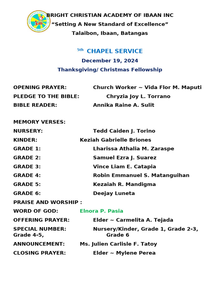 Bright Christian Academy of Ibaan Inc | PDF