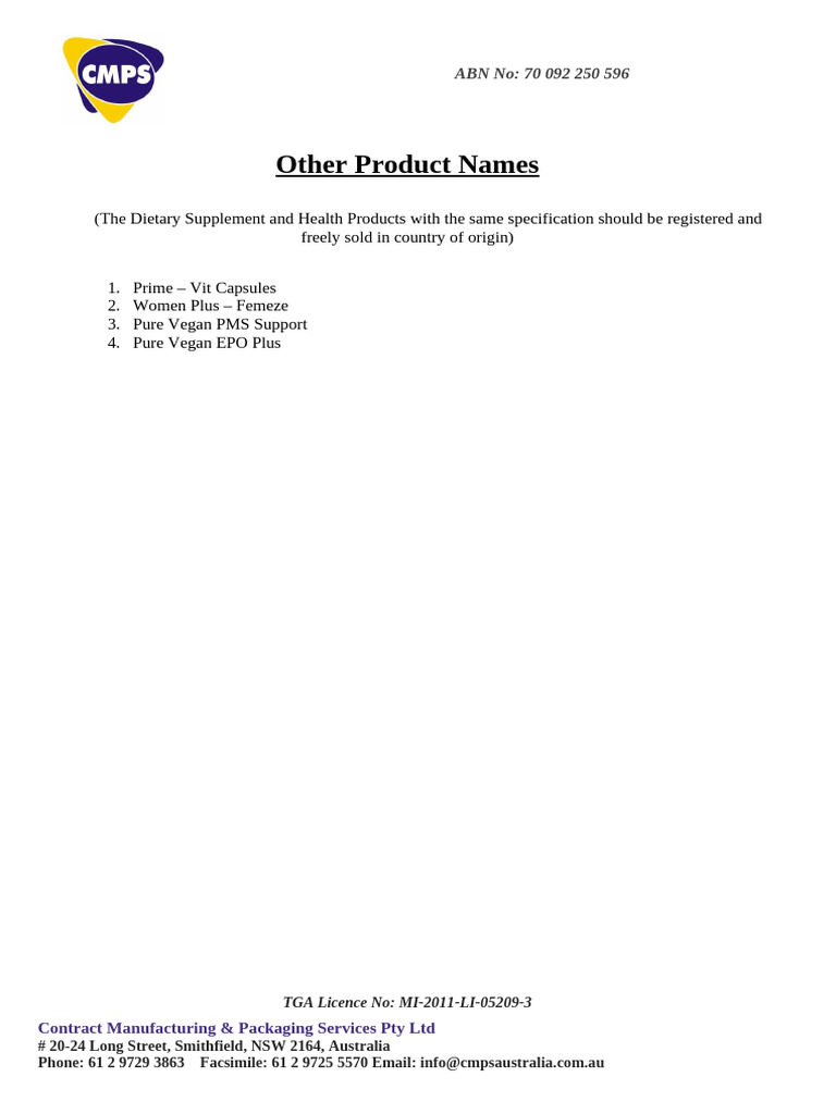 Other Product Register | PDF