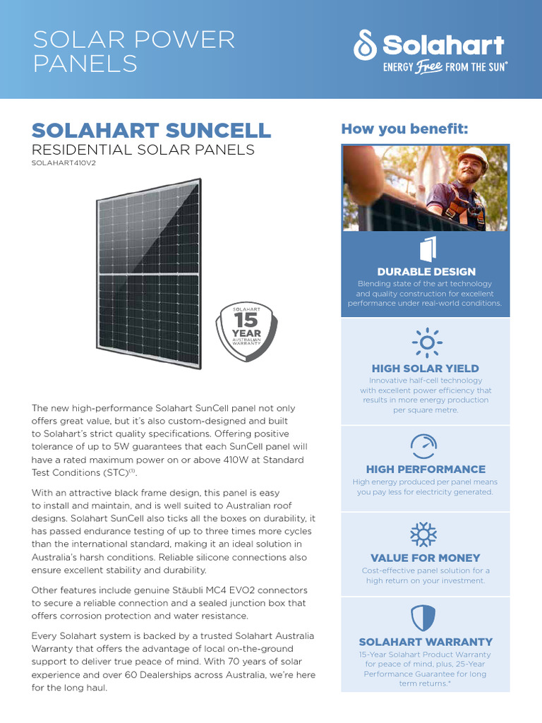Solahart-Suncell-410w-V2-Panel | PDF | Solar Panel | Electricity
