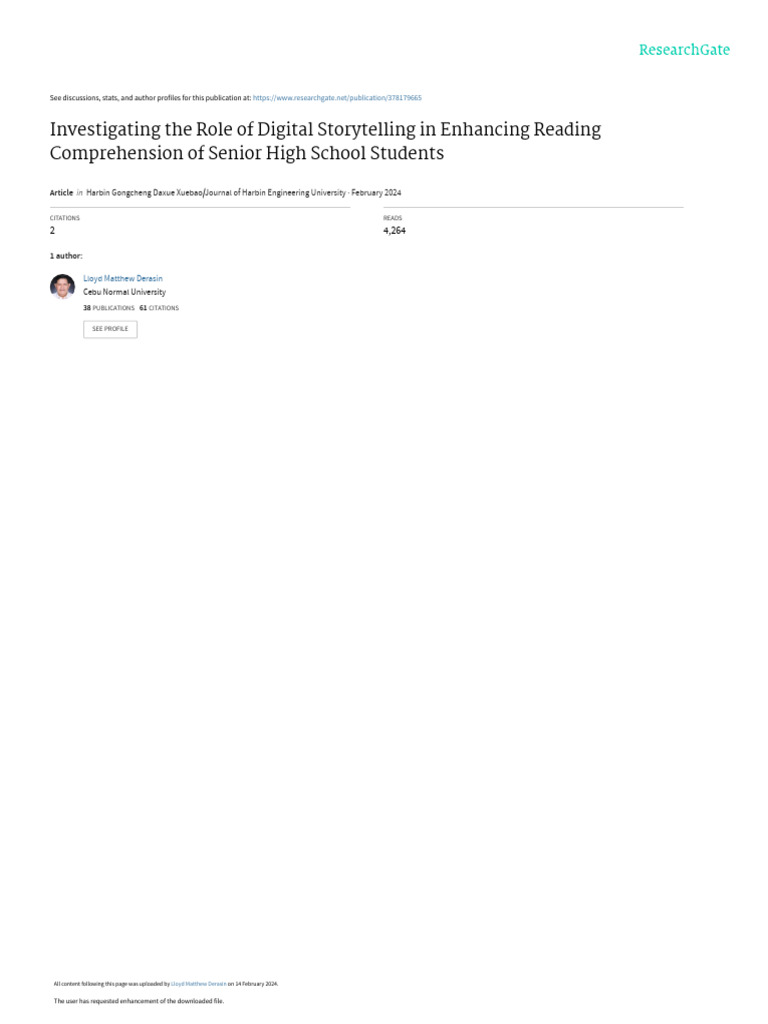 Digital Storytelling & Reading Comprehension | PDF