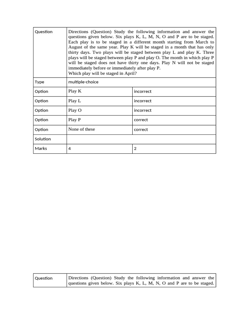 Puzzels Based On Sequential Order of Events Test 15 | PDF | Multiple ...
