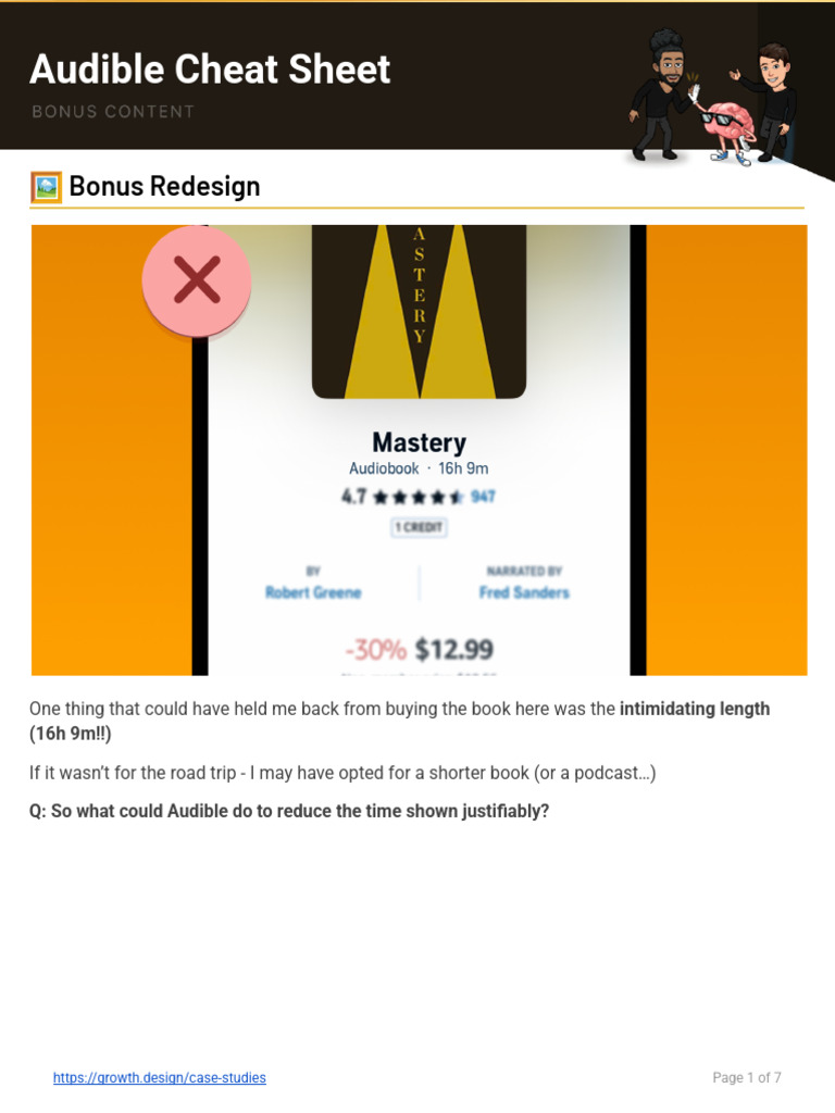 Audible Redesign Cheat Sheet | PDF | Psychology | Cognition