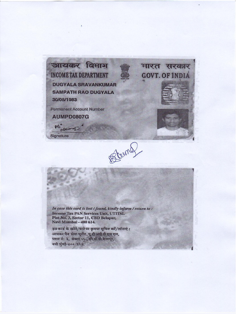 Sravan Rao Sir Pan, Adhaar, Cancelled Cheque | PDF