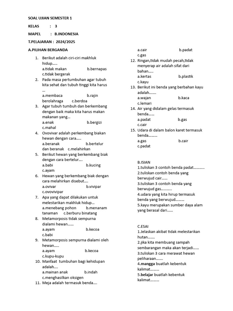 Soal Ujian s1 k3 B.indo | PDF