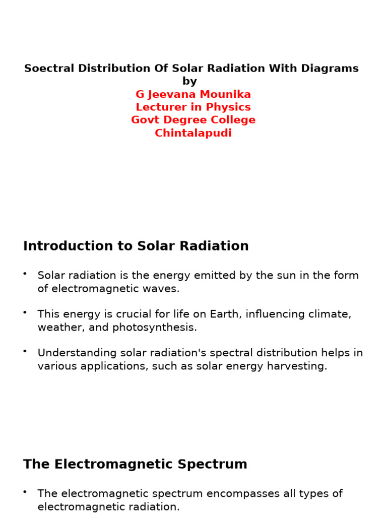 Soectral Distribution of Solar Radiation | PDF | Ultraviolet ...