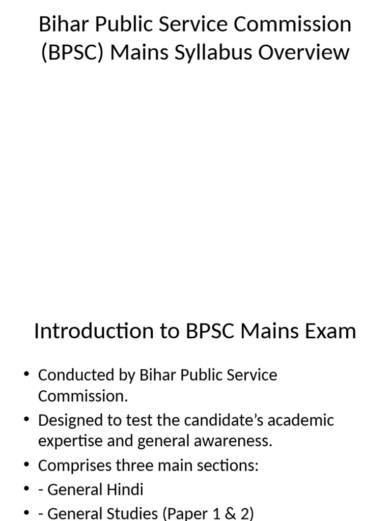 BPSC Mains Exam Syllabus Overview | PDF