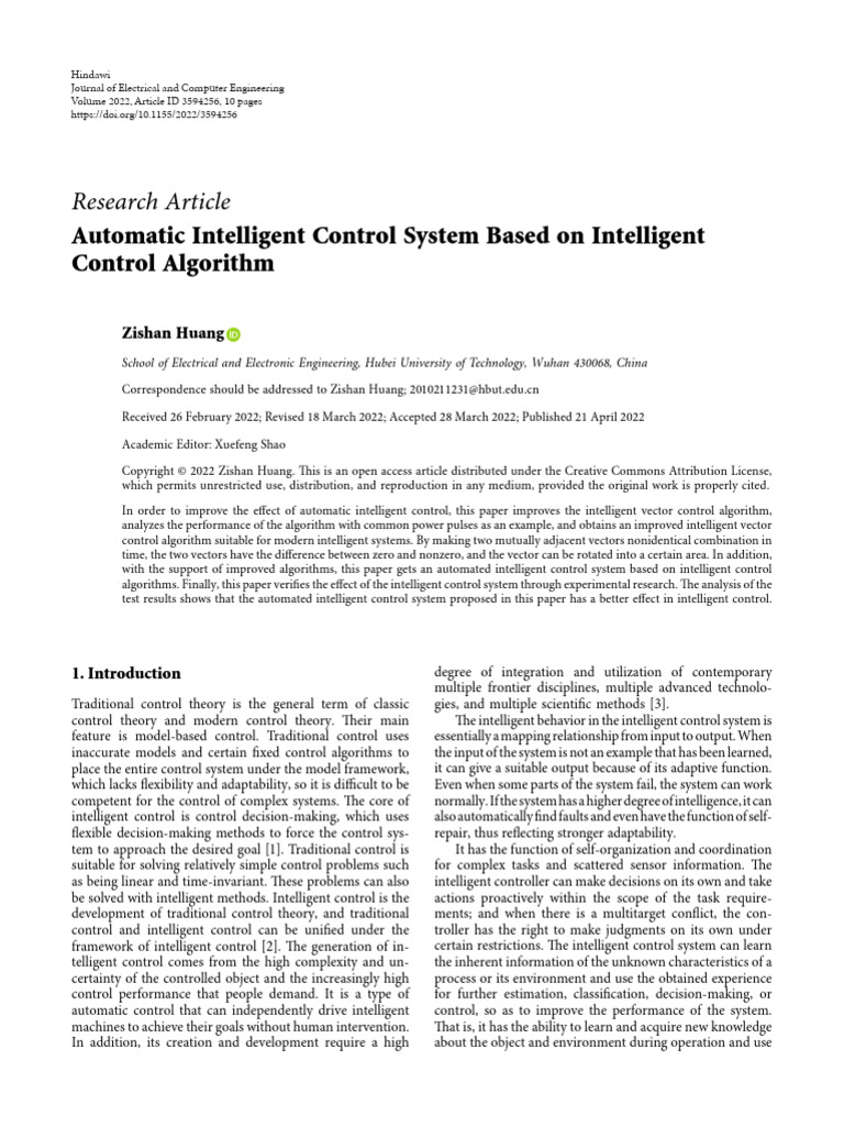 Automatic Intelligent Control System Based On Inte | PDF | Agent Based ...