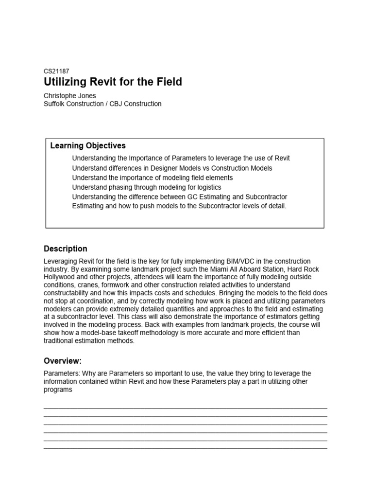2016 handout Utilizing Revit for the Field | PDF | Autodesk Revit