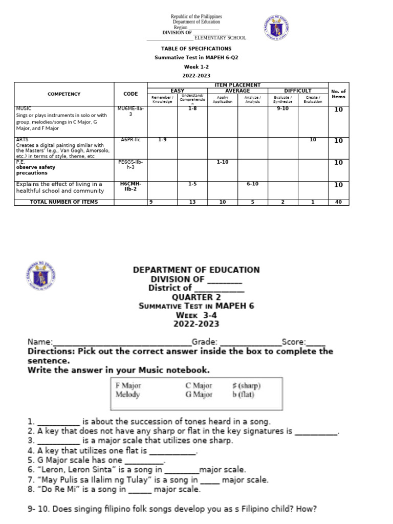 ST2_MAPEH 6_Q2 | PDF | Image Scanner | Computing