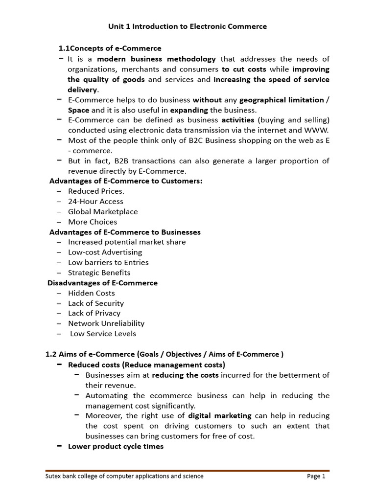 Ecomm Unit 1 | PDF | E Commerce | Lean Manufacturing