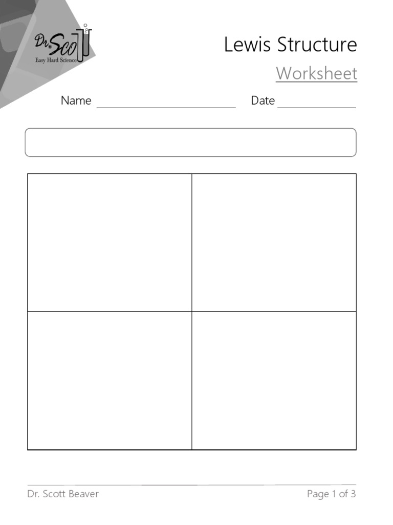 Lewis Dot Structure Worksheet | PDF