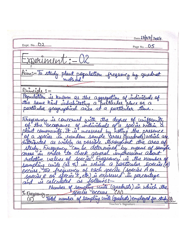 Population frequency by Quadrat method | PDF