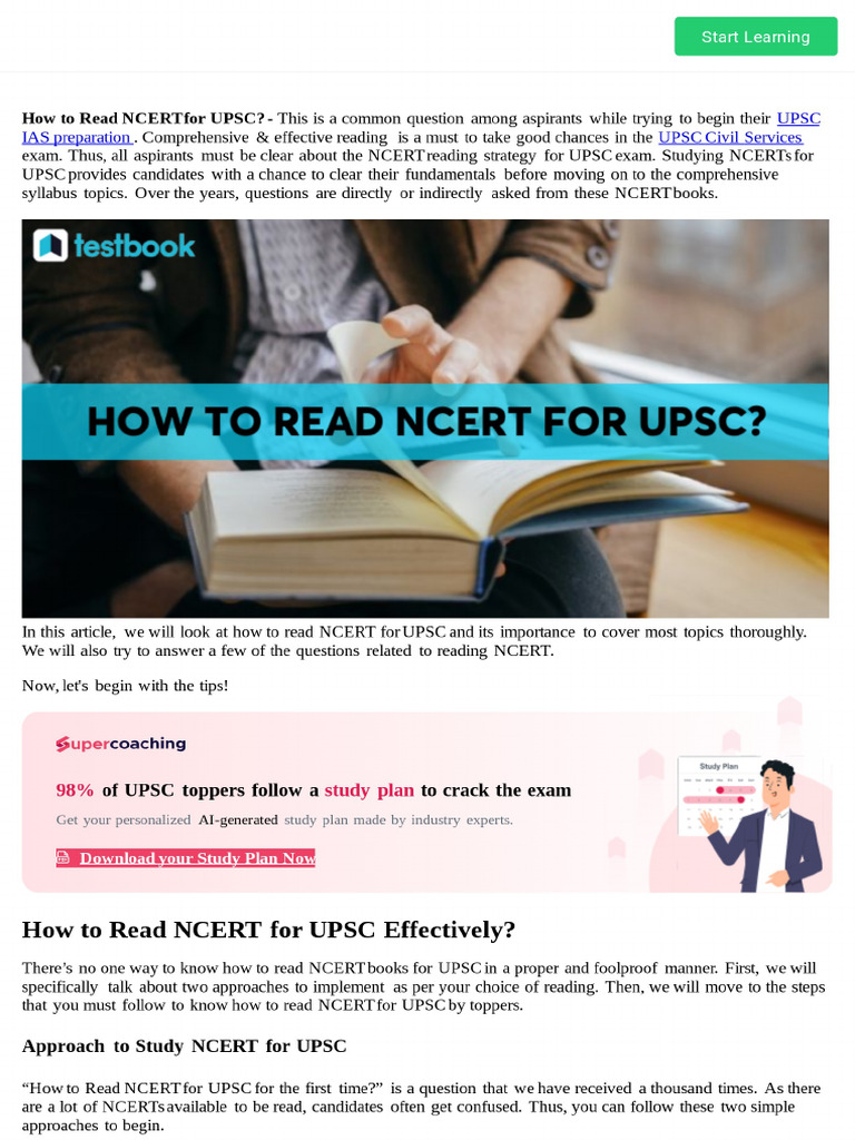 How To Read NCERT For UPSC - Tips For Reading NCERT Effectively! | PDF