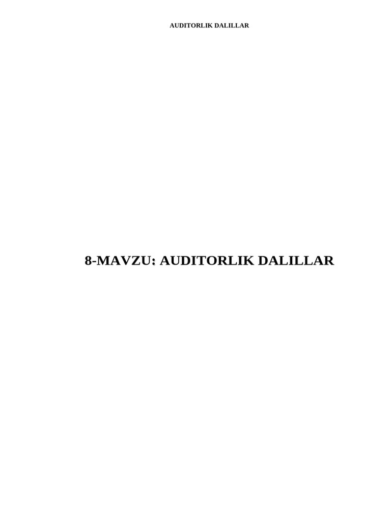 8-Mavzu Auditorlik Dalillar-1 | PDF