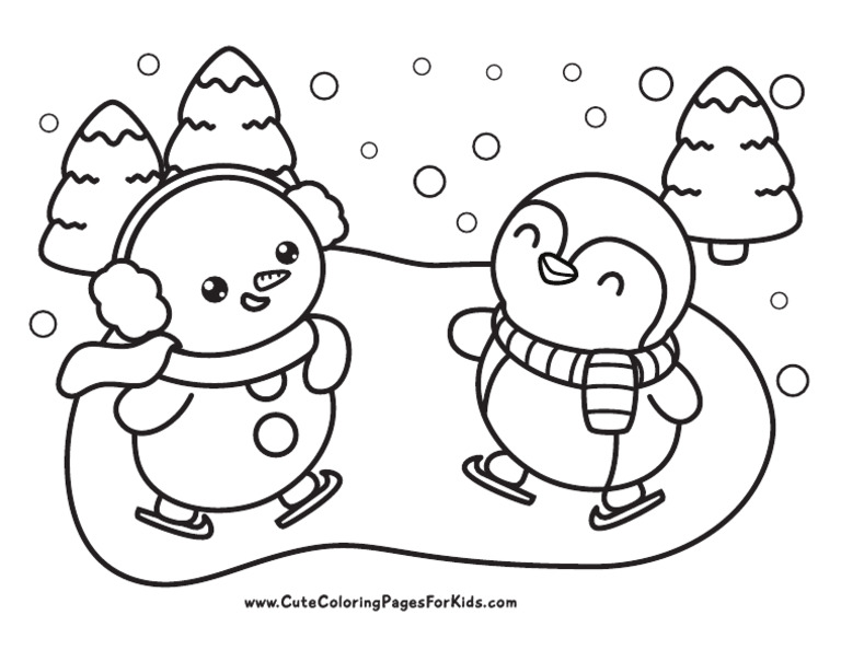 Winter Ice Skating Coloring Page | PDF