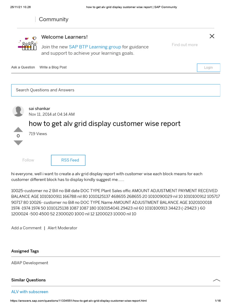 How To Get Alv Grid Display Customer Wise Report - SAP Community | PDF | Computer Science ...