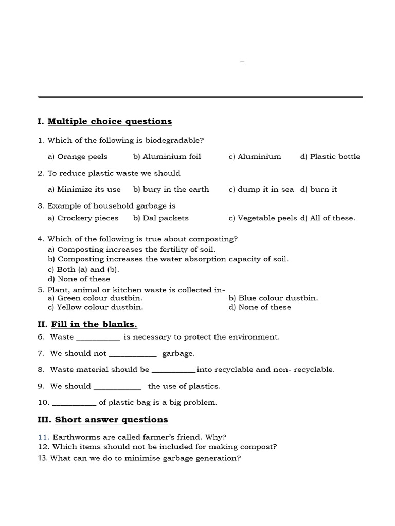 Vi Sci l16 m03 Garbage Worksheet | PDF | Waste | Municipal Solid Waste