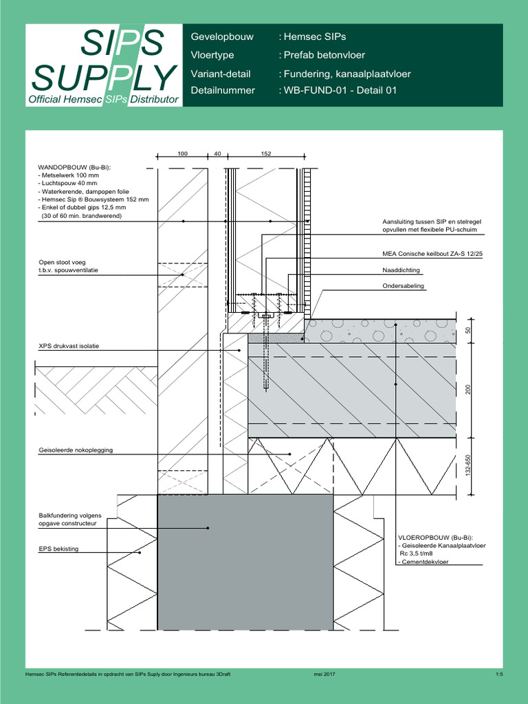 WB-FUND-01 - Detail 01 Fundering, Kanaalplaatvloer | PDF