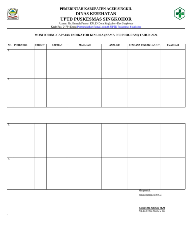 Rtl Indikator Capaian Target Program | PDF