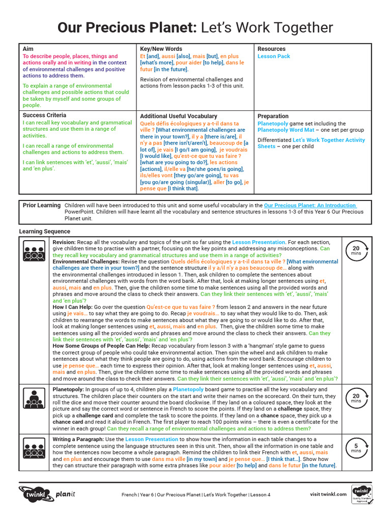 Lesson Plan - Lets Work Together | PDF | Sustainability | Linguistics