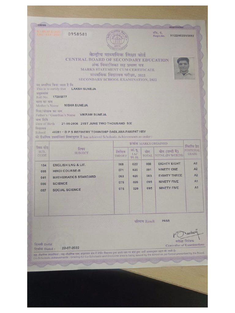 Class X Certificate | PDF