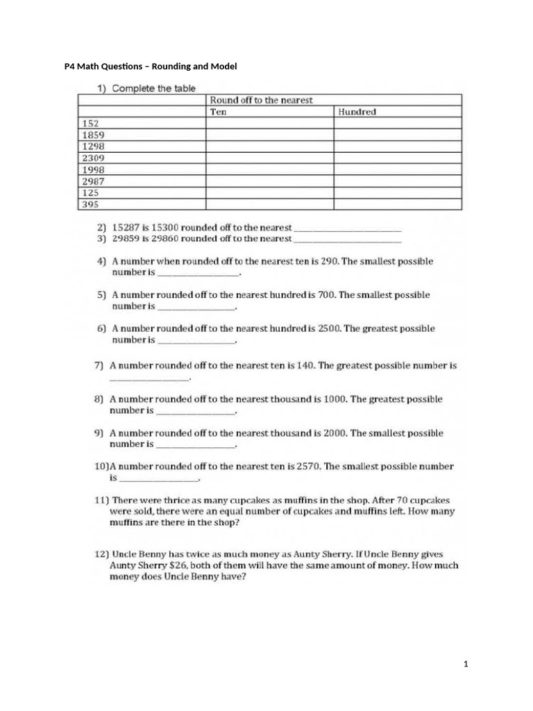 P4 Math Questions | PDF