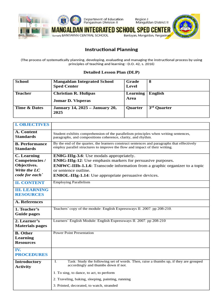 English Sdlp-q3-Week-6 Jomar MK 2 | PDF | Verb | Adjective