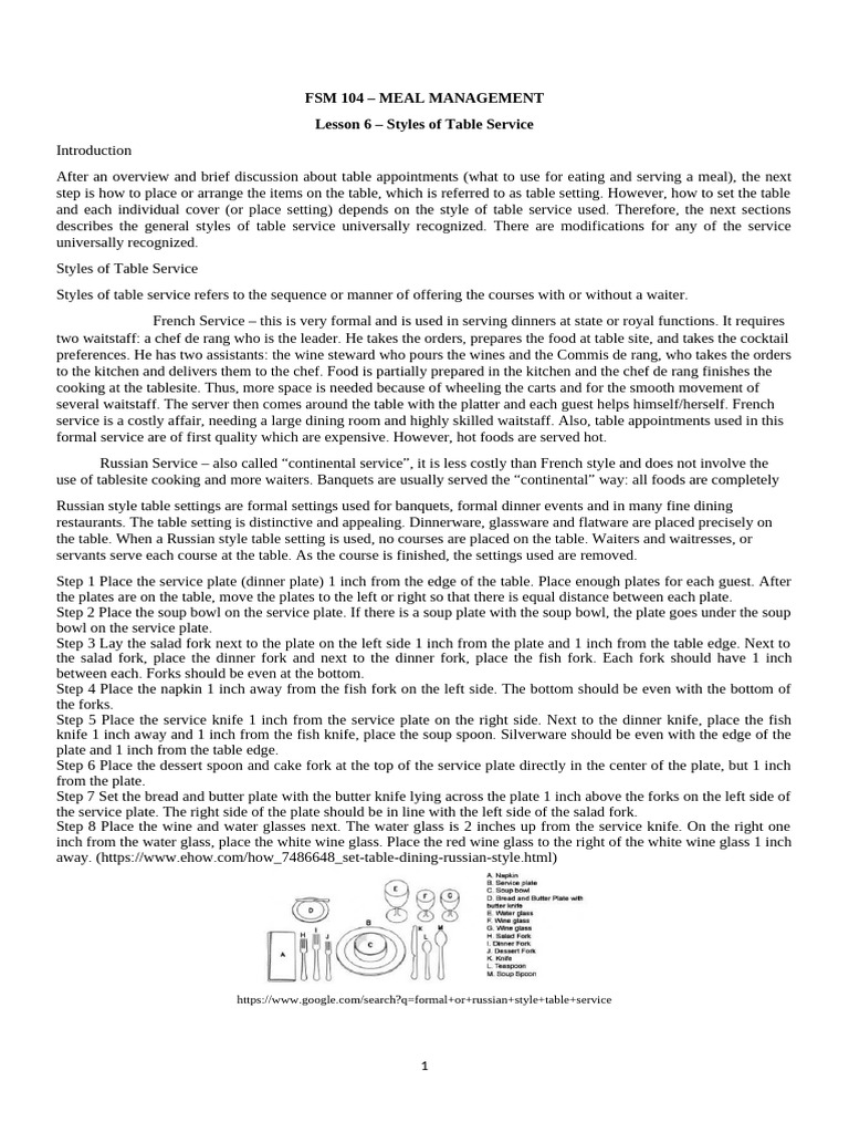 lesson 6 | PDF | Tableware | Buffet