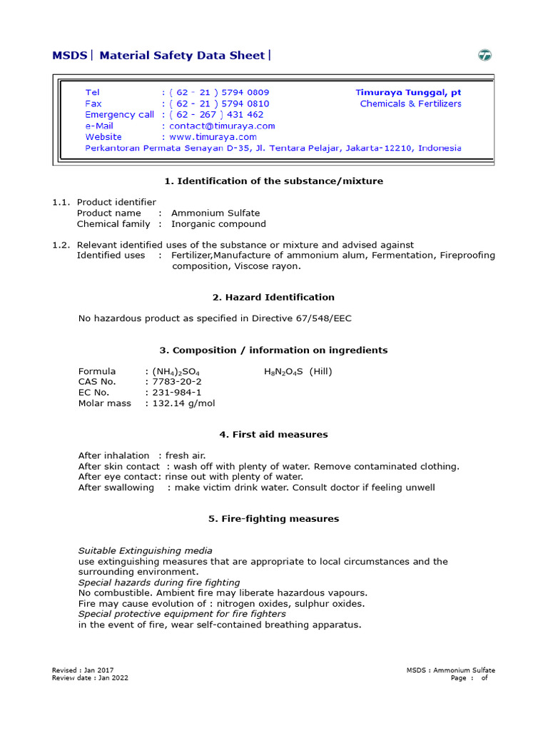 22_MSDS_ZA | PDF | Toxicity | Nitrate